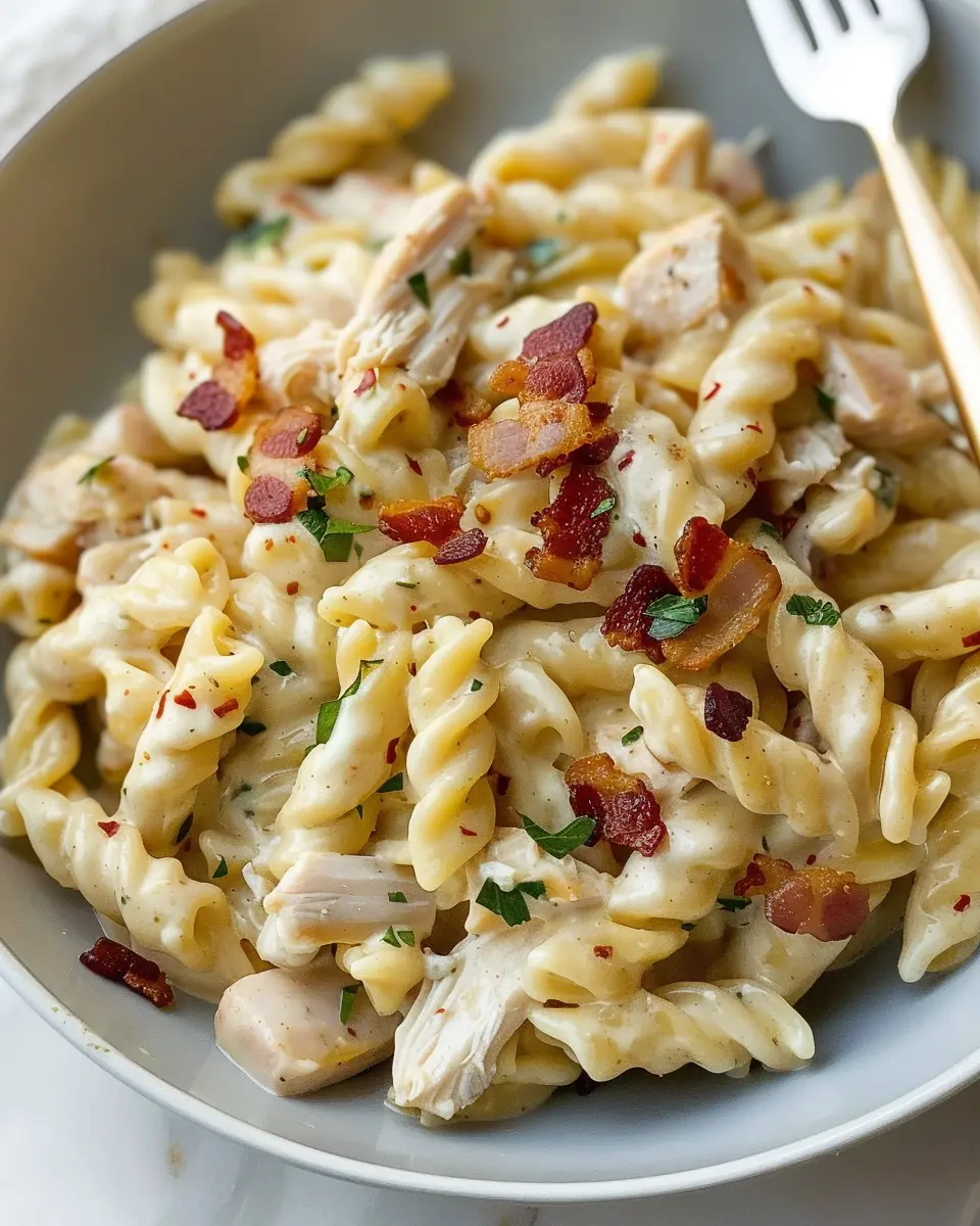 creamy chicken bacon ranch pasta