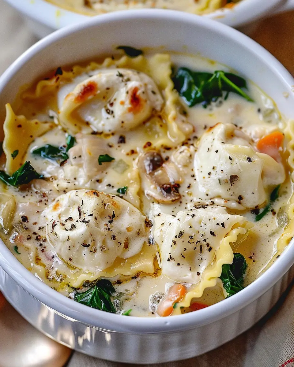 creamy chicken lasagna soup